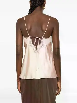 RÓHE Lace-trim Silk Top - Pink