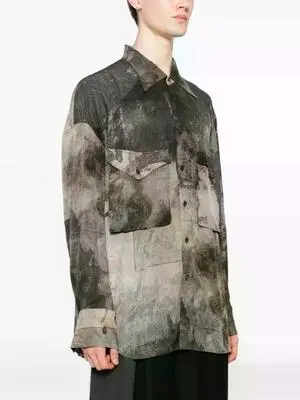 ZIGGY CHEN Digital Print Silk Shirt