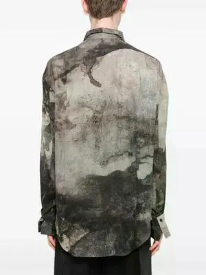 ZIGGY CHEN Digital Print Silk Shirt