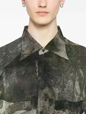 ZIGGY CHEN Digital Print Silk Shirt