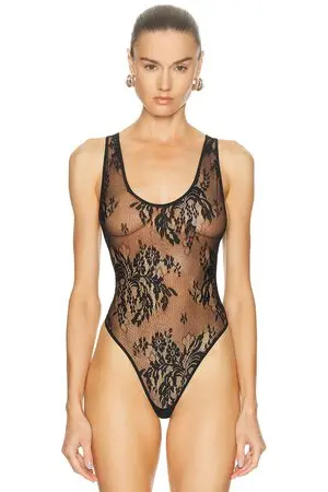 Wardrobe.NYC Evening Lace Tank Bodysuit - Black