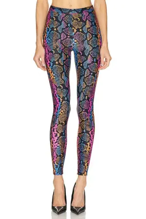 Versace Python Print Legging In Blue,pink - Sky, Pink Sapphire, & Autumn Spice