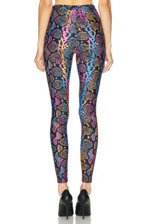 Versace Python Print Legging In Blue,pink - Sky, Pink Sapphire, & Autumn Spice