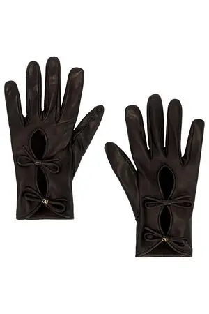 Valentino Garavani V Logo Nappa Gloves - Nero & Antique Brass