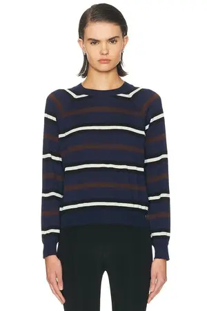 Sprwmn Cashmere Long Sleeve Striped Raglan Tee