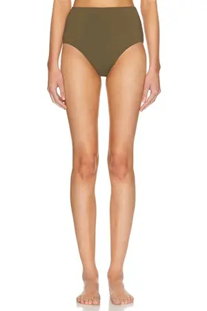 NILI LOTAN High Waisted Bikini Bottom - Olive Green