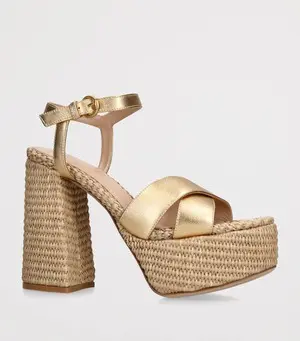 GIANVITO ROSSI Nappa-raffia Bebe Platform Sandals 70