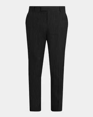 Alexander McQueen Pinstripe Wool Cigarette Trousers - Black-gold