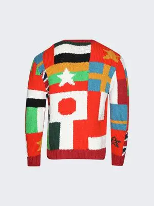 THE ELDER STATESMAN Patchwork Flag Pullover - Multi