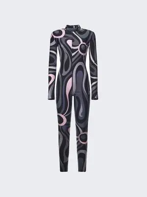 Emilio Pucci Marmo Print Fitted Jumpsuit - Black