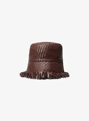 Michael Kors Hand-woven Leather Bucket Hat - Brown