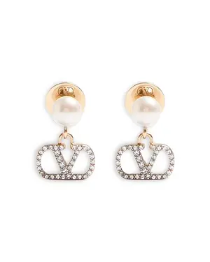 Valentino Garavani Vlogo Drop Earrings - Gold/white