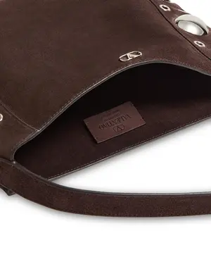 Valentino Garavani Vlogo Fringed Suede Shoulder Bag