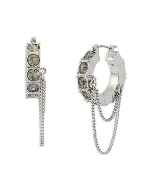 ALLSAINTS Stone Chain Hoop Earrings - Silver