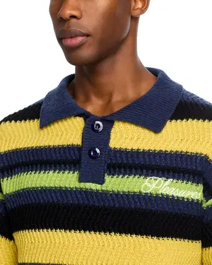 PLEASURES Cooper Striped Polo Sweater