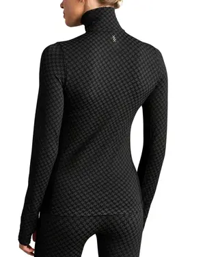 RHONE Apres Houndstooth Seamless Quarter Zip Top - Pure Black