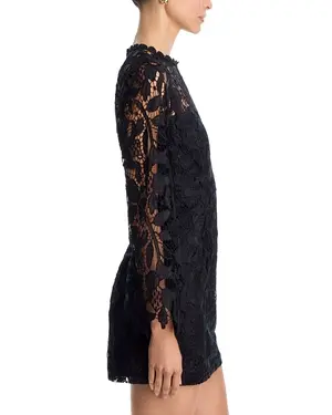 Aqua Ido Long Sleeve Lace Mini Dress