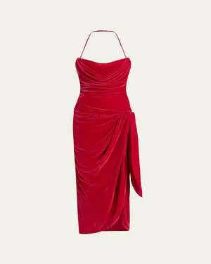Cinq À Sept Noah Draped Velvet Dress