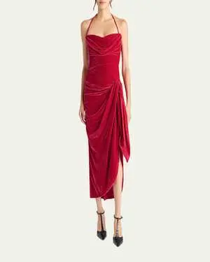 Cinq À Sept Noah Draped Velvet Dress