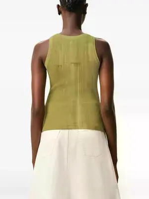 AMI Paris Cotton Ribbed De Coeur Tank Top - Green