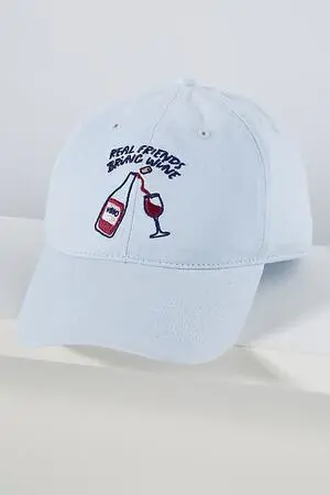 Anthropologie Icons Baseball Cap - Real Friends Bring Wine