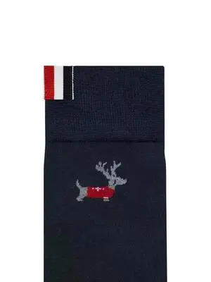 Thom Browne Reindeer-motif Logo-embroidered Socks