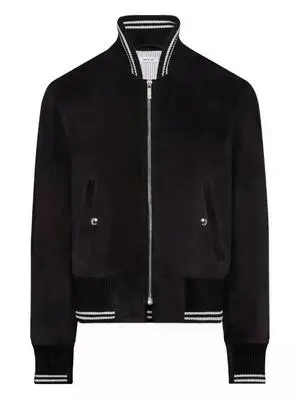 Thom Browne Rib-knit Suede Bomber Jacket - Black