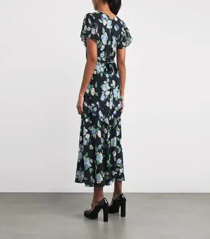 Rixo Silk Evie Midi Dress - Navy