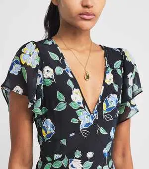 Rixo Silk Evie Midi Dress - Navy