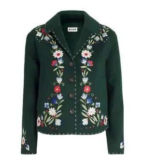 Rixo Wool-blend Embroidered Jude Blazer