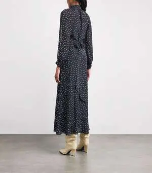 Rixo Silk Paige Midi Dress - Navy
