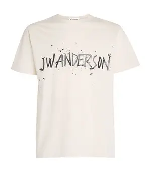 JW Anderson Paint Splatter Logo T-shirt - Beige