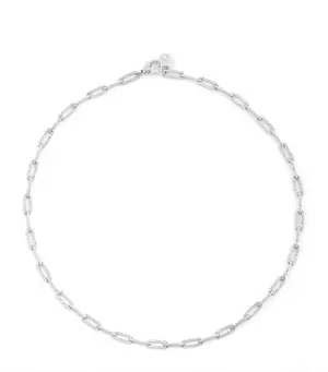 Shay Gold And Diamond Flat Cable Link Necklace - White