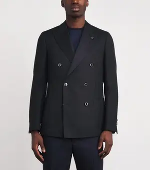 LARDINI Wool Double-breasted Blazer