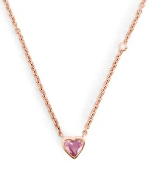 Shay Sapphire And Diamond Heart Necklace - Rose Gold