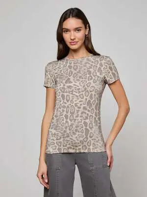 L'Agence Ressi Fitted T-shirt - Grey Multi Patch Leopard