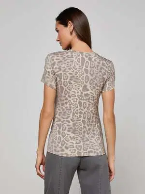 L'Agence Ressi Fitted T-shirt - Grey Multi Patch Leopard