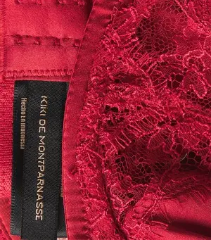 Kiki De Montparnasse Stretch-silk Lace-insert Balconette Bra - Red