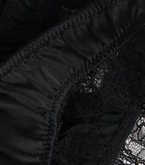 Kiki De Montparnasse Stretch-silk Lace-insert Thong - Black