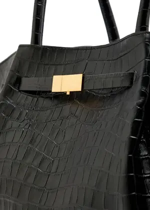 DEMELLIER Crocodile-effect Leather Tote - Black