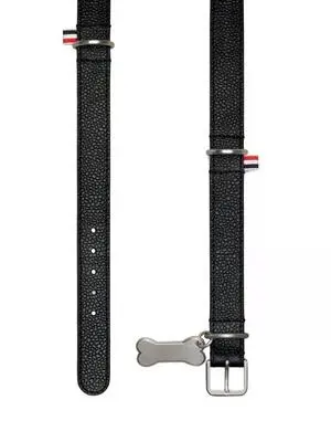 Thom Browne Pebble-grain Dog Collar With Bone Tag