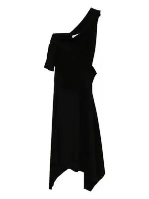 Monse Draped One-shoulder Dress - Black