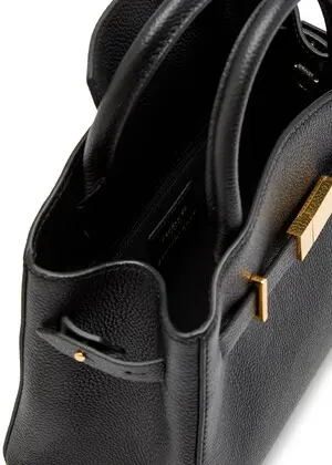 DEMELLIER Grained Leather Top Handle Bag - Black