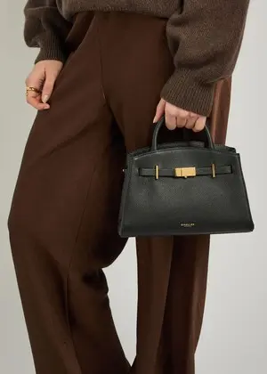 DEMELLIER Grained Leather Top Handle Bag - Black