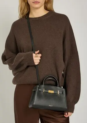 DEMELLIER Grained Leather Top Handle Bag - Black