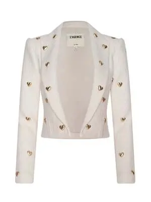 L'Agence Jen Embellished Bouclé Blazer - Ecru