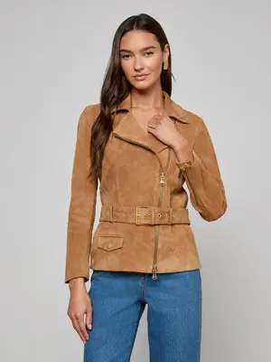 L'Agence Dinah Suede Biker Jacket