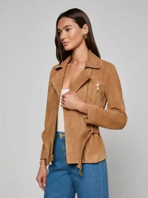 L'Agence Dinah Suede Biker Jacket