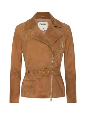 L'Agence Dinah Suede Biker Jacket