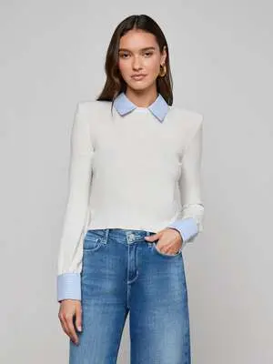 L'Agence April Poplin Collar Pullover